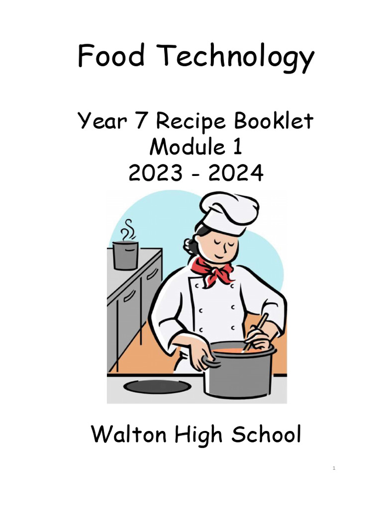 Food Technology Year-7-Recipe-Book-Module-1-2023-2024 | PDF ...