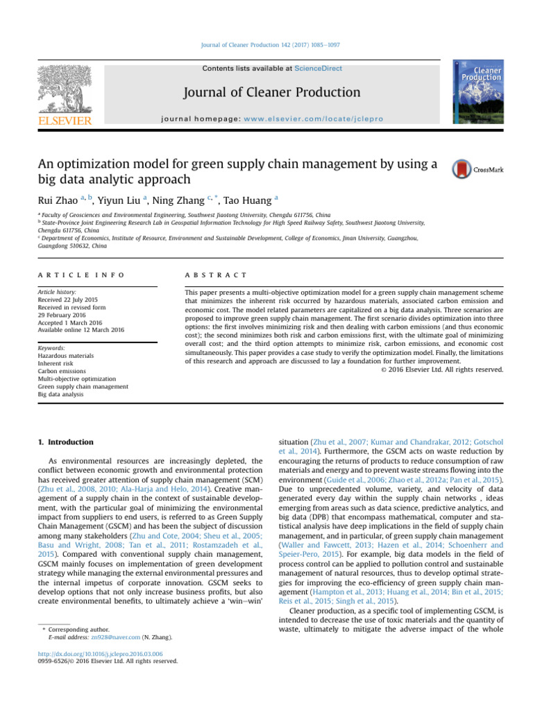 An Optimization Model For Green Supply Chain Management by Using A Big ...