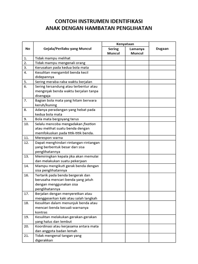 Contoh Instrumen Identifikasi | PDF