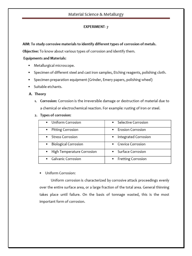 MSM Experiment No 7 | PDF | Corrosion | Chemical Process Engineering