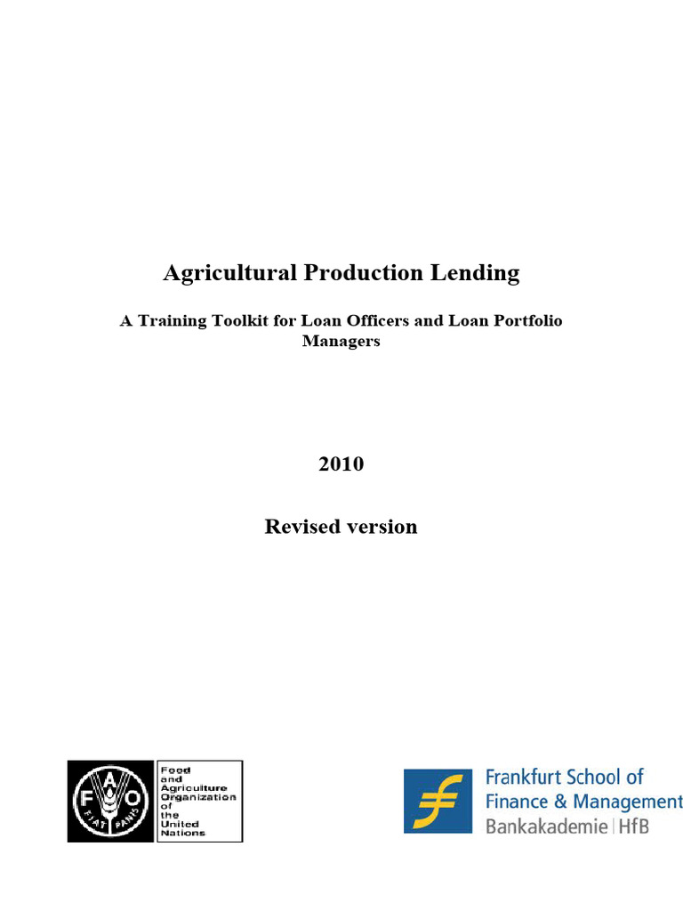 Ag Lending Edited Doc | PDF | Loans | Microfinance