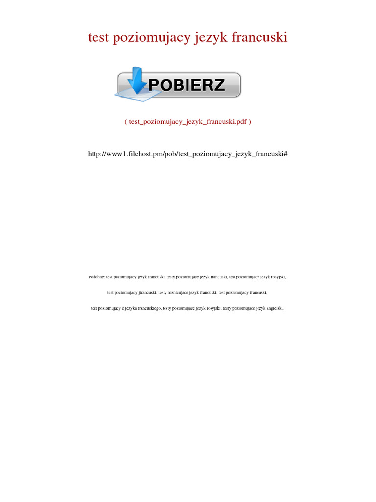 Test Poziomujacy Jezyk Francuski | PDF
