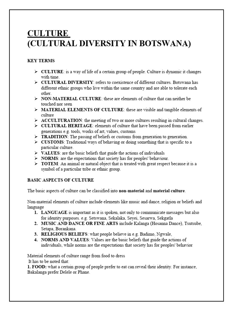 Cultural Diversity in Botswana | PDF | Family | Identity (Social Science)