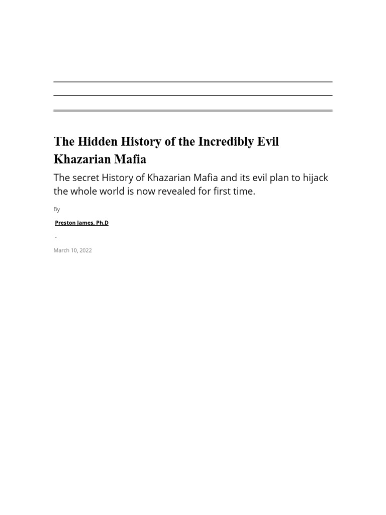 Hidden History of The Incredibly Evil Khazarian Mafia | PDF | Slavery ...