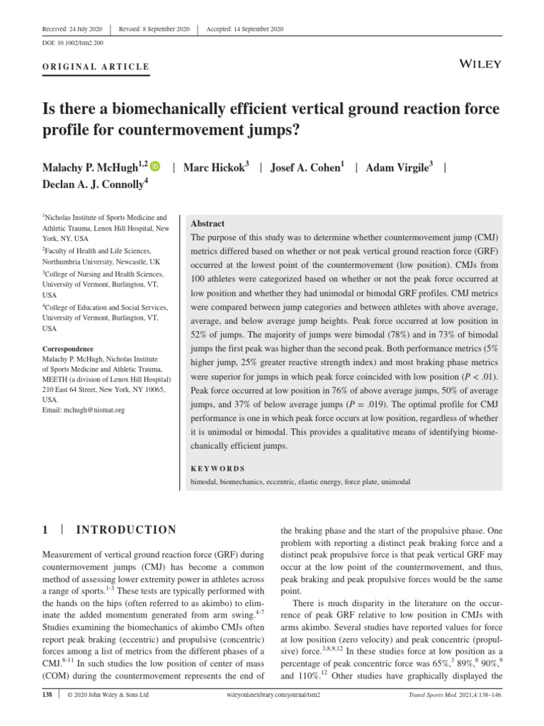 2020 Mchugh TSM Is There A Biomechanically Efficient Vertical Ground Reaction Force Profile ...