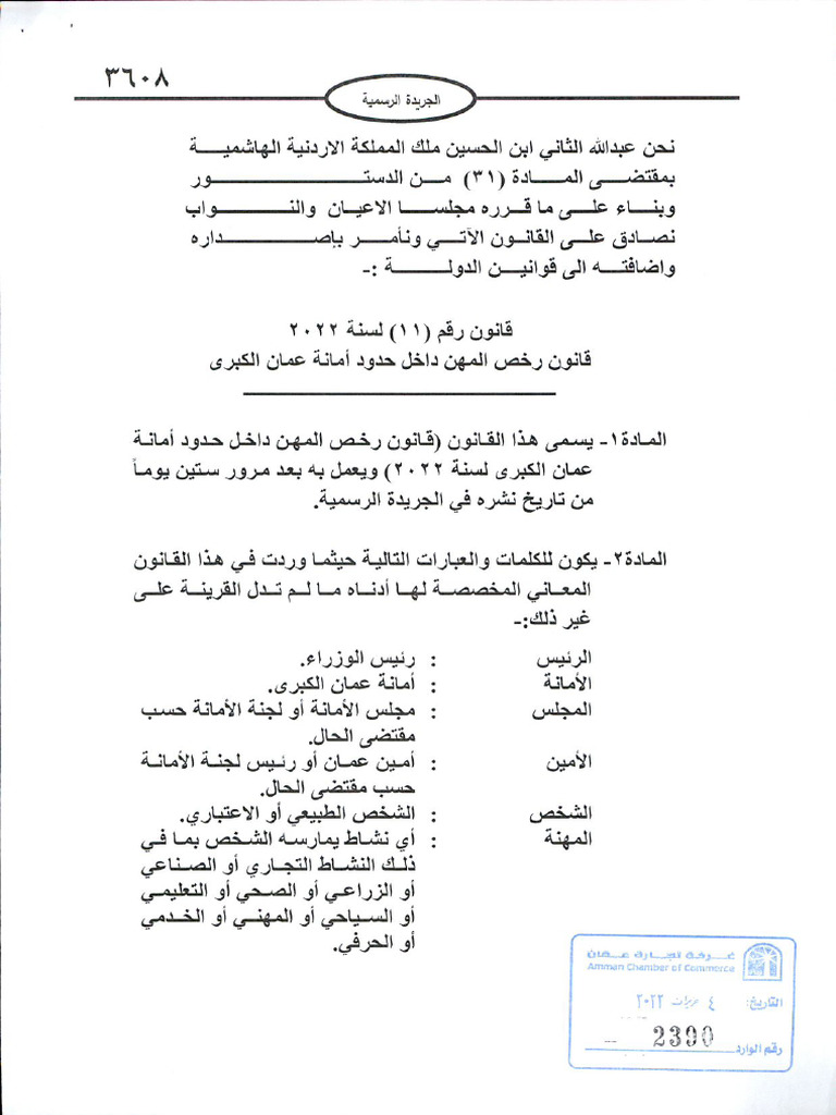 Regulation No.11 For The Year of 2022 Law of Vocational License Within ...