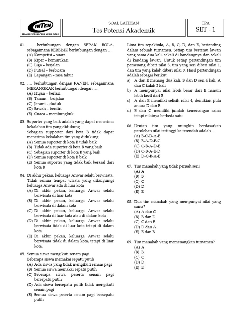 Latihan Tpa Tps Set 1 Pdf
