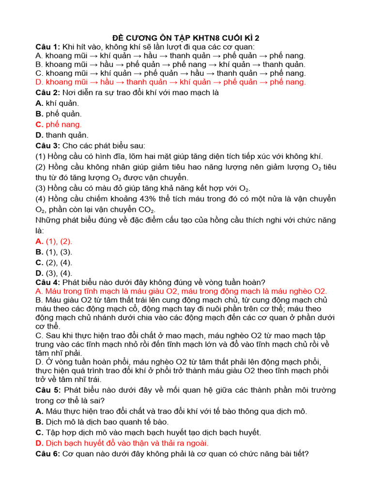 E Cuong On Tap KHTN8 Cuoi Ki 2 | PDF