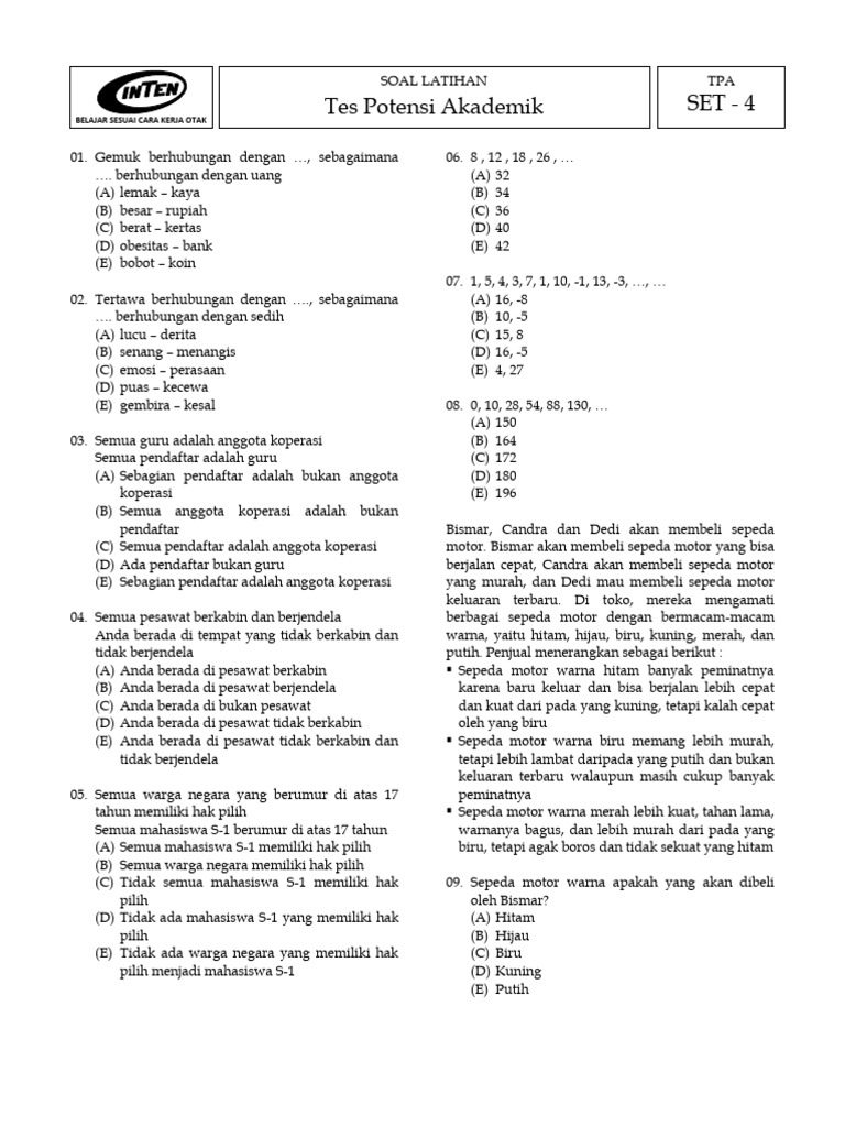 Latihan TPA TPS Set 4 | PDF