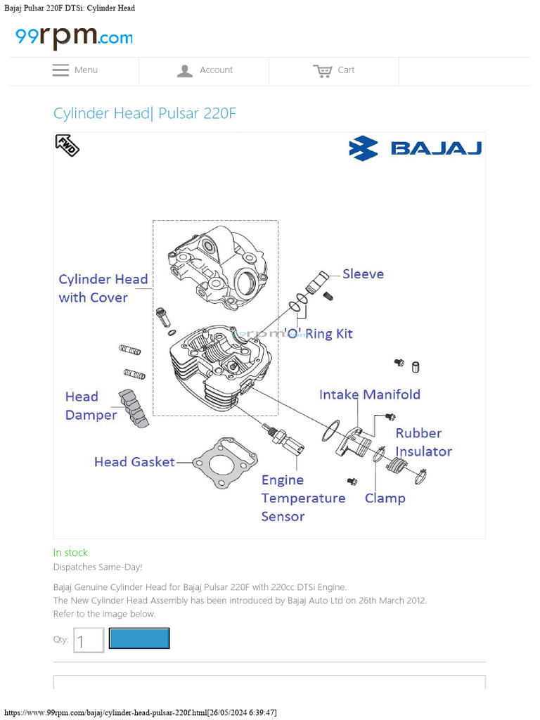 Bajaj Pulsar 220F DTSi Cylinder Head 2 | PDF | Mechanical Engineering ...