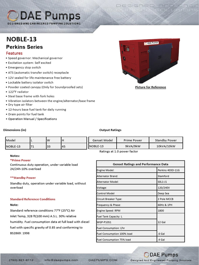 DAE Noble 13 Industrial Power Generators | PDF | Diesel Engine | Engines