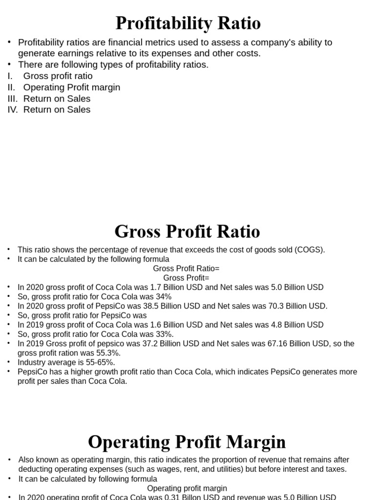 Profitability Ratios: Coca Cola vs PepsiCo | PDF | Gross Income ...