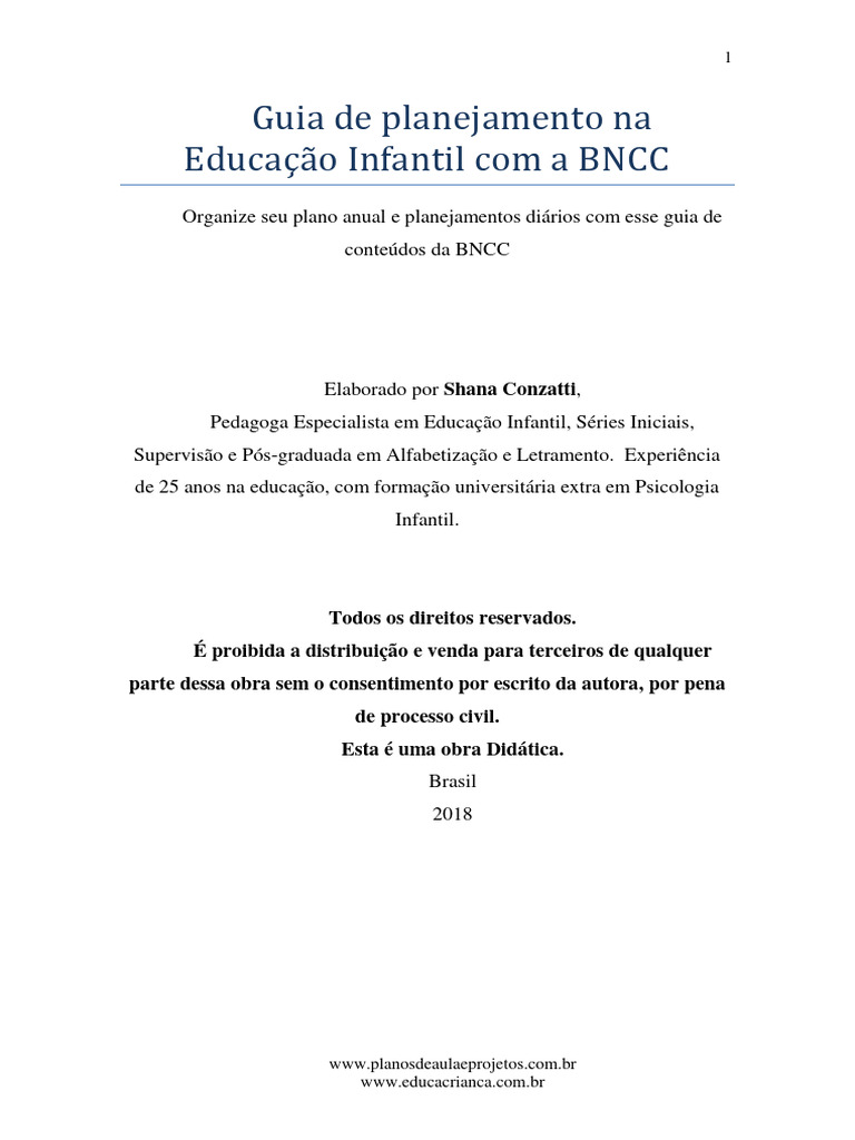 Guia de Planejamento Na Educação Infantil Com A BNCC | PDF | Pré-escola ...