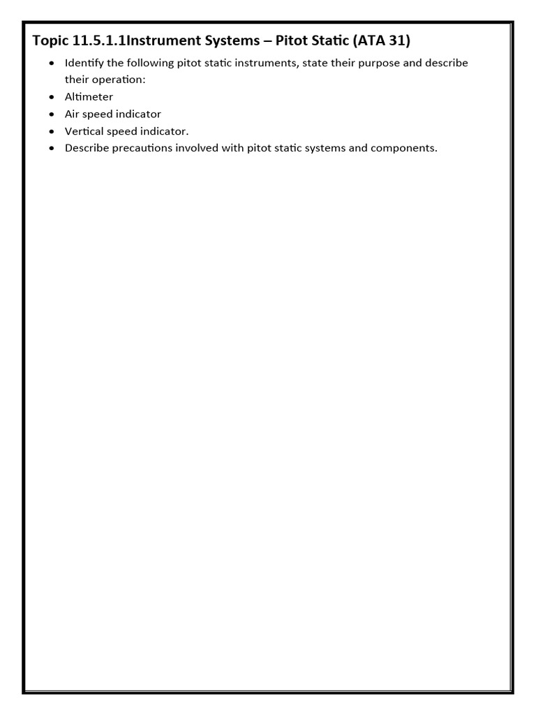 11.5.1.1 Instrument Systems - Pitot Static (ATA 31) | PDF | Pressure ...