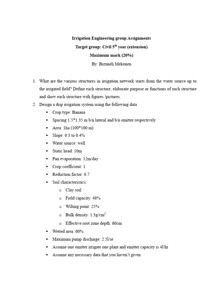 Assignment (2) | PDF | Drainage | Irrigation