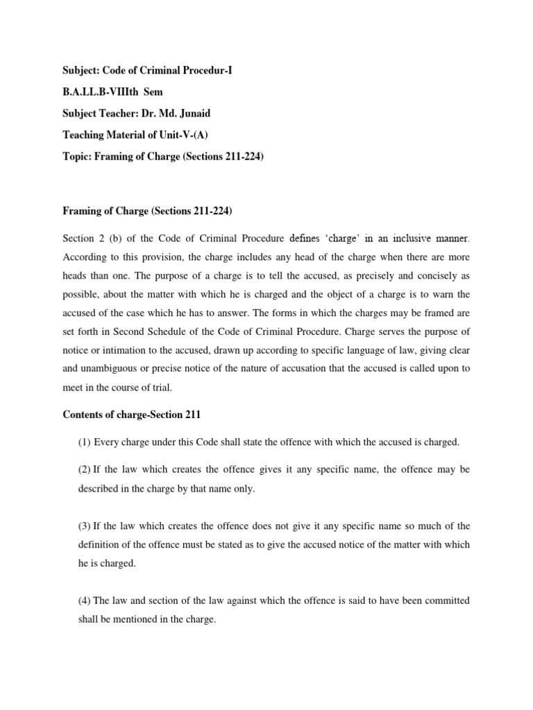 Framing of Charge (Sections 211-224 | PDF | Theft | Prosecutor