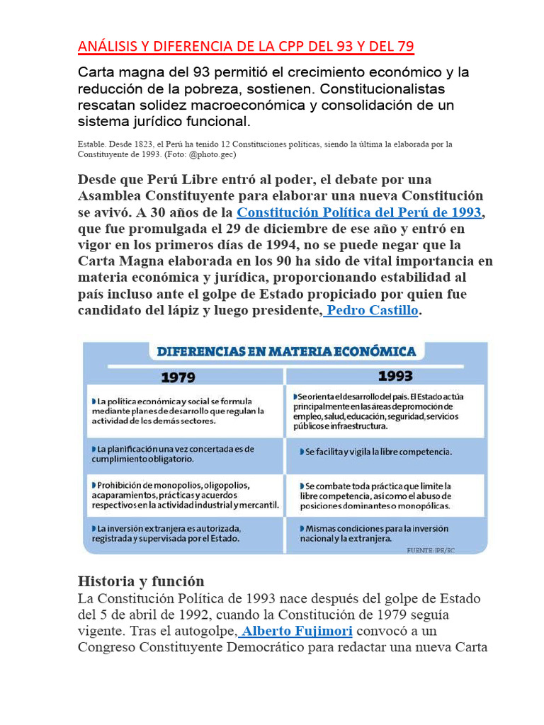 Impacto de la Constitución del 93 en Perú | PDF | Gobierno | Perú