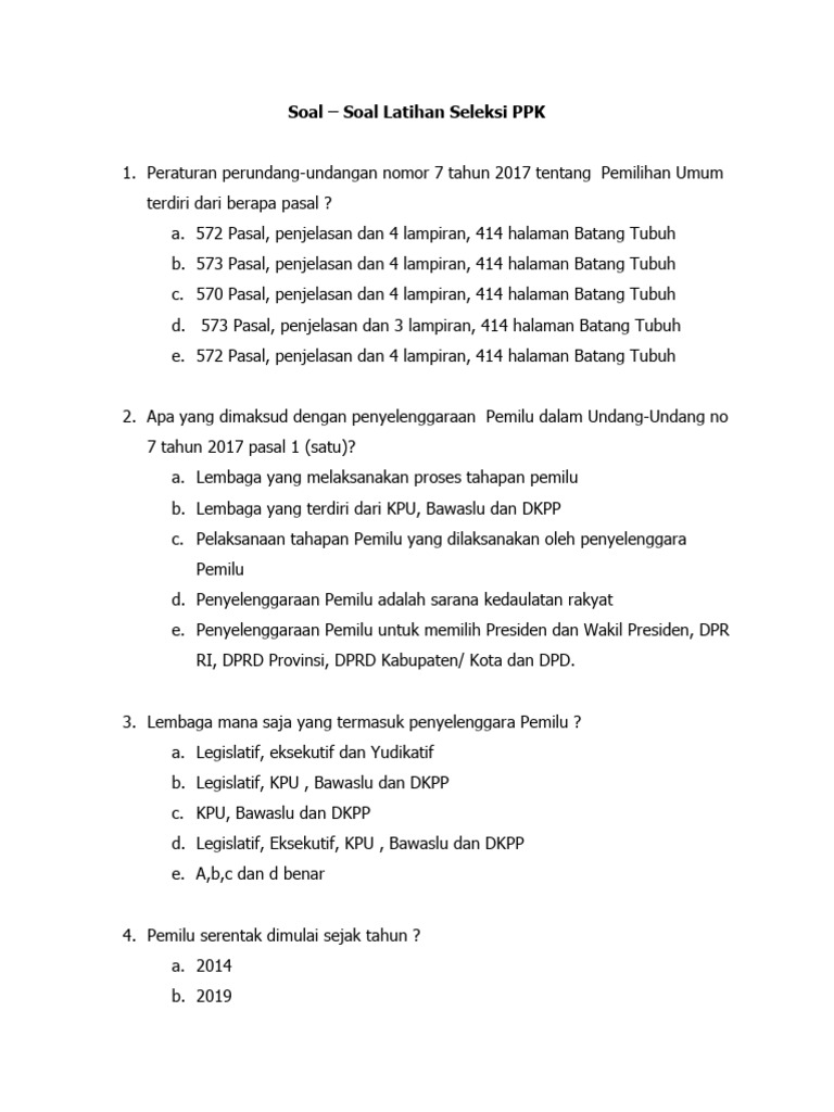 Latihan Soal PPK 2024 | PDF