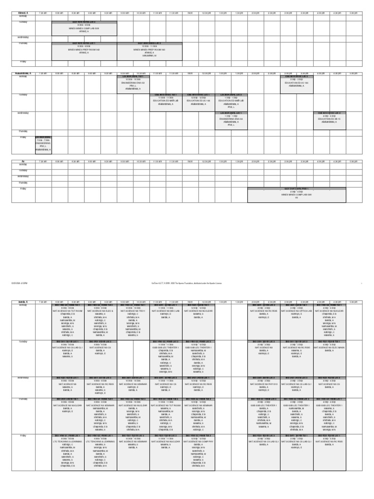 Lecturer Timetable | PDF