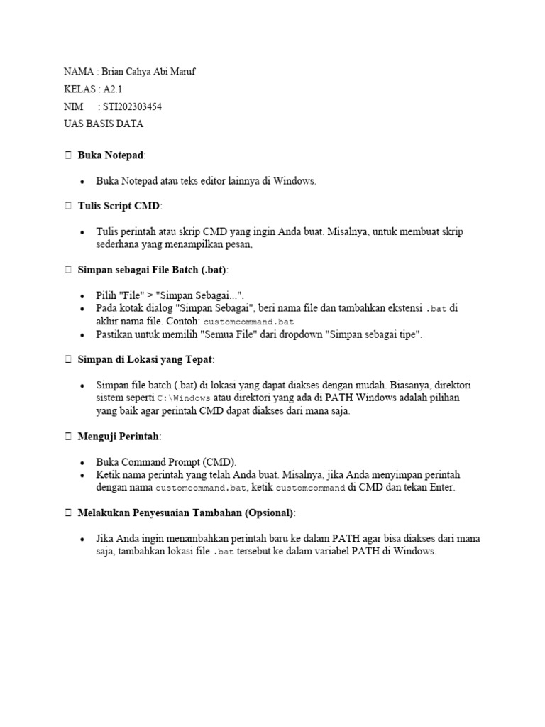 Uas Basis Data Brian Cahya | PDF