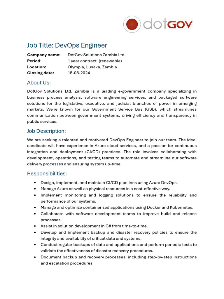 DevOps - Job Advert - May 2024 | PDF | Computing | Information Technology