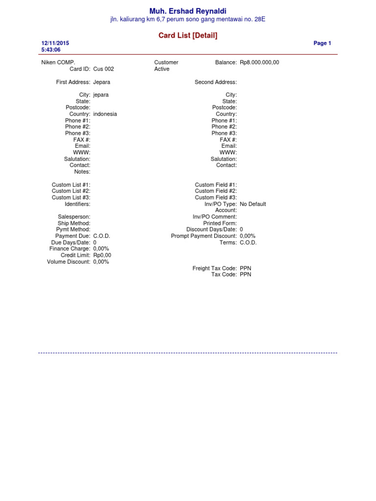 Card List Detail | PDF | Money | Payments