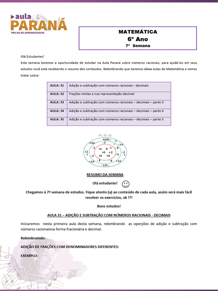 6° Ano | PDF | Decimal | Número racional