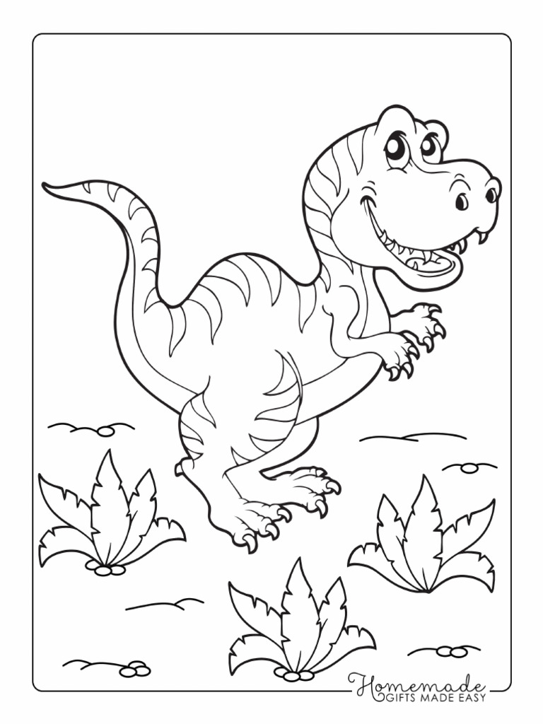 Dinosaur Coloring Pages Cartoon Megalosaurus Ferns | PDF