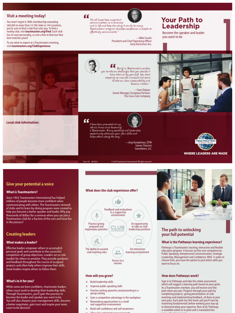 101 Your Path To Leadership A4 FF | PDF | Leadership | Public Speaking