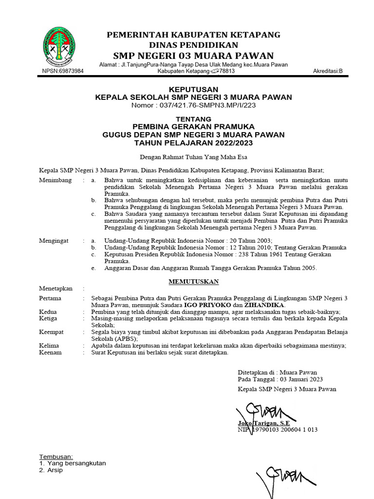 SK Pembina Pramuka | PDF