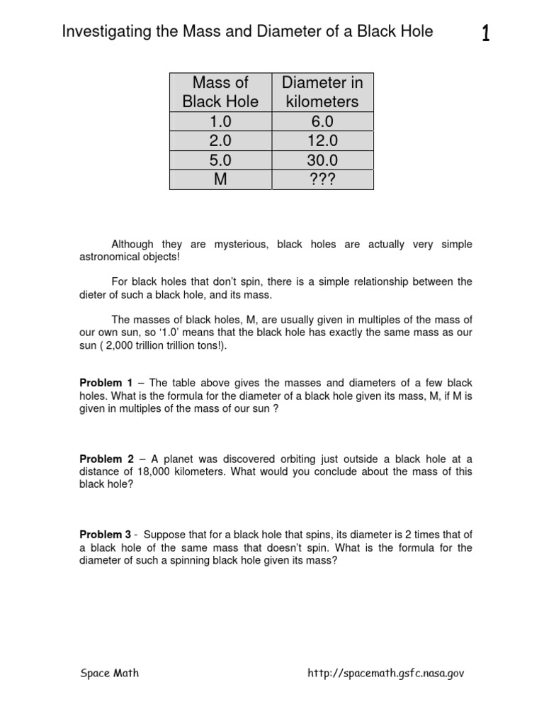 6 Mod 2 Prob 1 | PDF | Black Hole | Mass