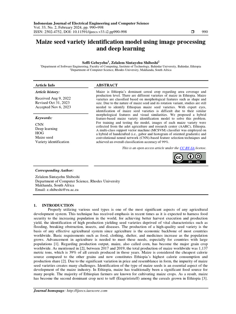 Maize Variety Identification via Imaging | PDF | Deep Learning ...