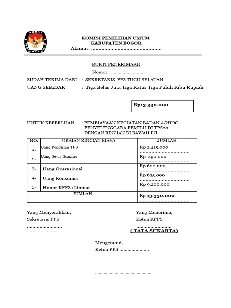 TANDA TERIMA DAN SPTBJ Tps 20 | PDF