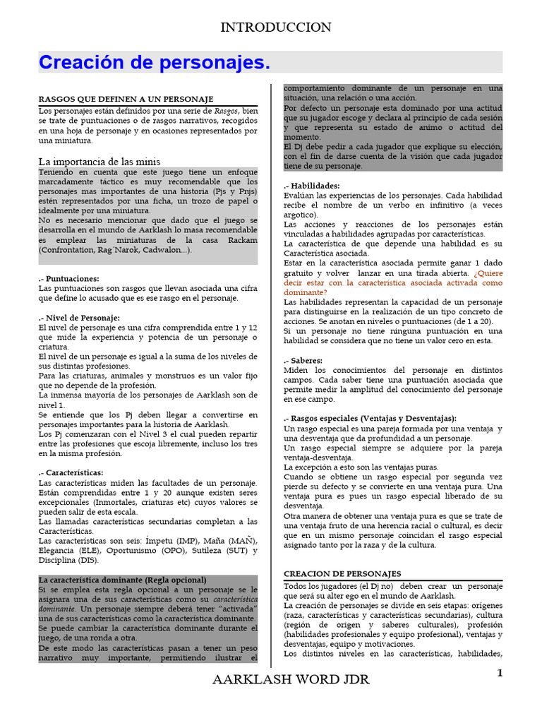 Confrontation RPG - Creacion de Personajes-02 | PDF | Duendes | Juegos ...