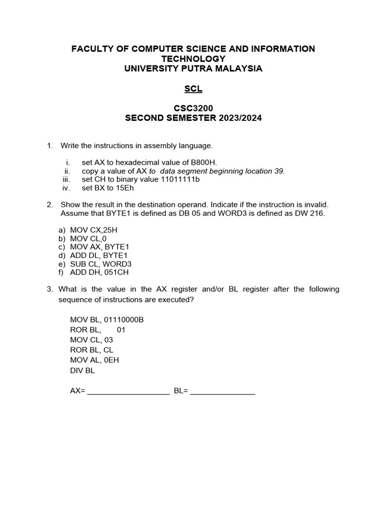 SCL - Assembly | PDF