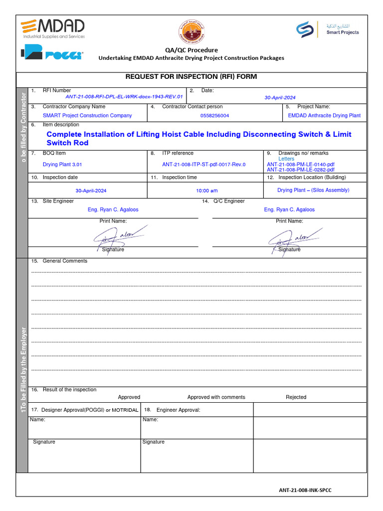 Construction QA/QC Inspection Form | PDF