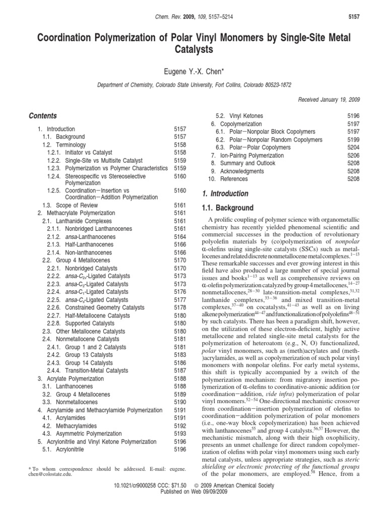 Polymer Synthesis by Metal Catalysts | PDF | Polymerization | Copolymer