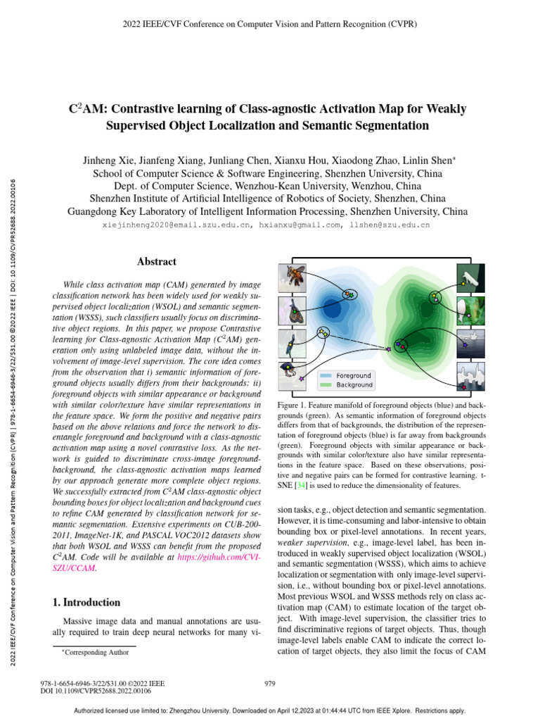 C2 AM Contrastive Learning of Class-Agnostic Activation Map For Weakly Supervised Object ...