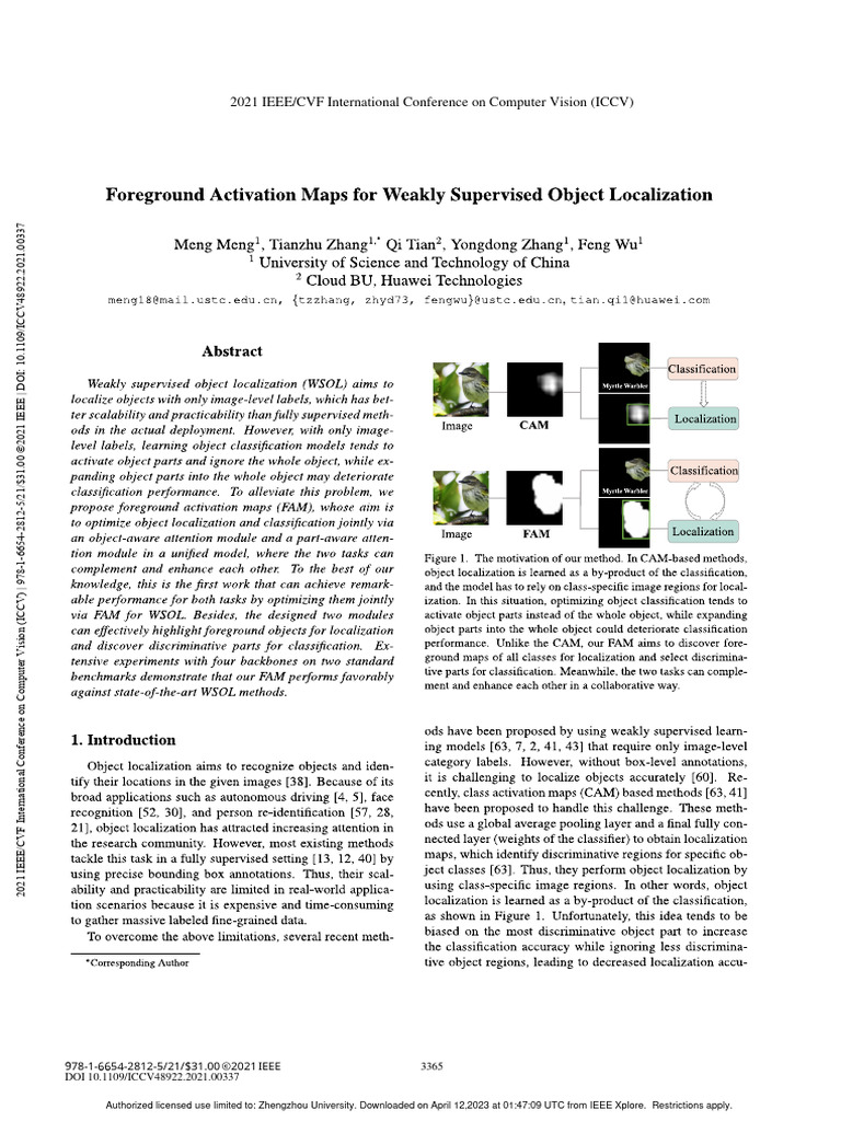 Foreground Activation Maps For Weakly Supervised Object Localization ... Foreground Activation Maps For Weakly Supervised Object Localization ...