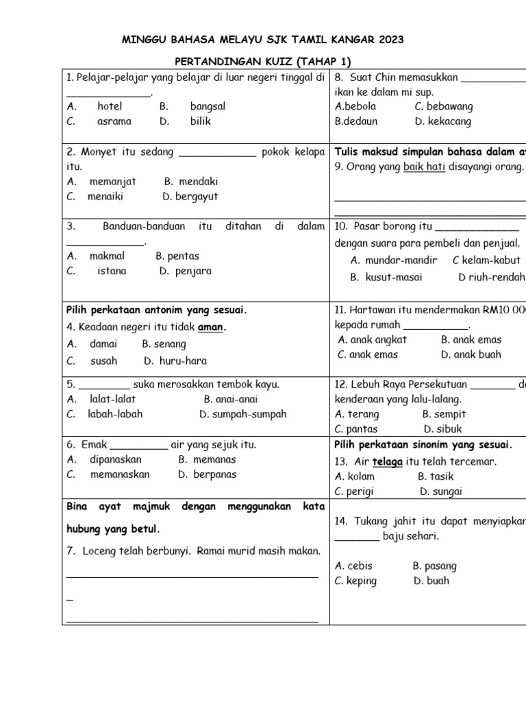Kuiz BM (THP 1) | PDF