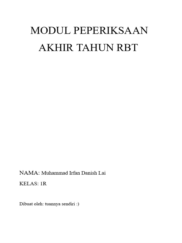 Modul Peperiksaan Akhir Tahun RBT: Nama | PDF