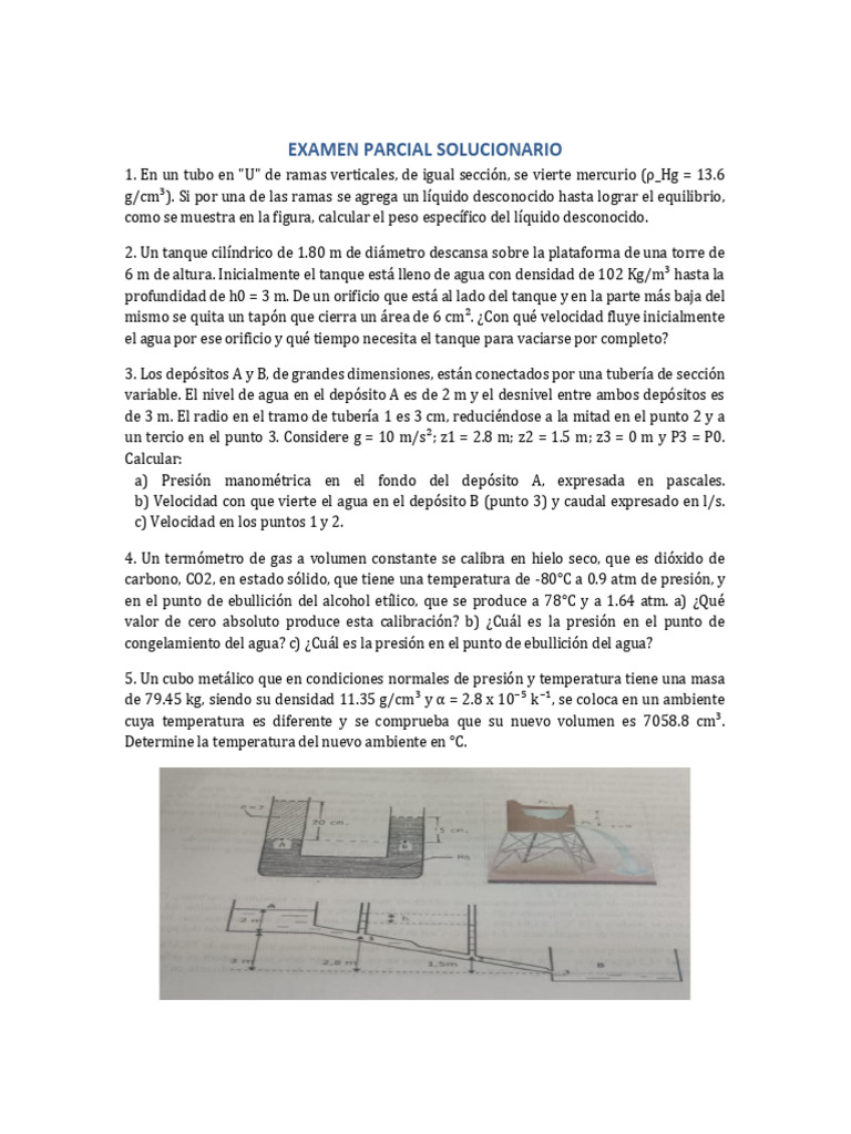 Examen - Parcial de Mecanica de Fluidos Resuelto Completo | PDF | Ciencia y matemáticas