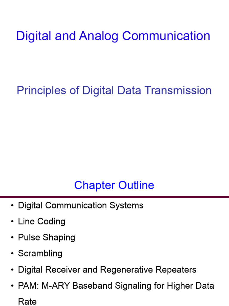 Ch4_PrinciplesDigitalDataTransmission.pptx | Download Free PDF | Modulation | Wireless