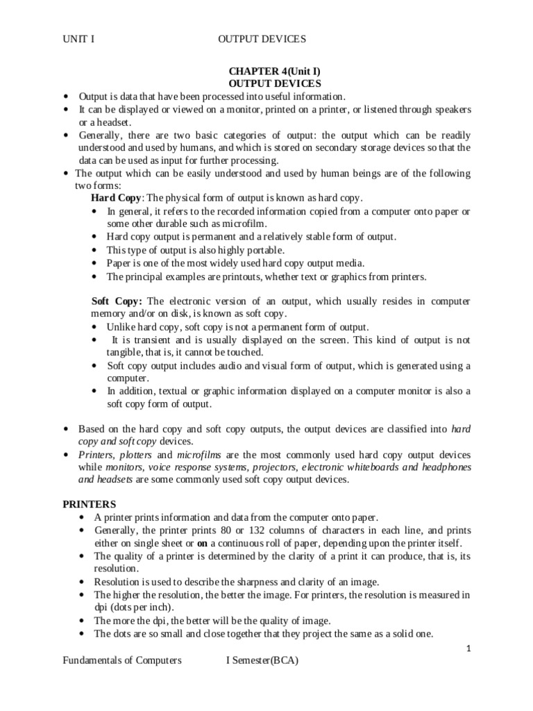 Output Devices | PDF | Printer (Computing) | Liquid Crystal Display
