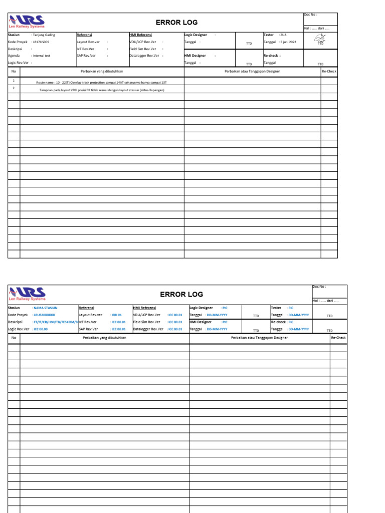 Error Log Rev TGD | PDF