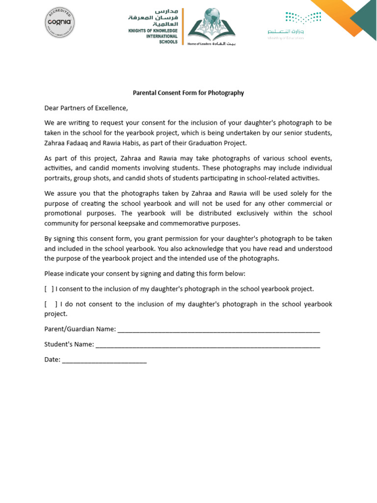 Photo Consent Form 736734511 | PDF