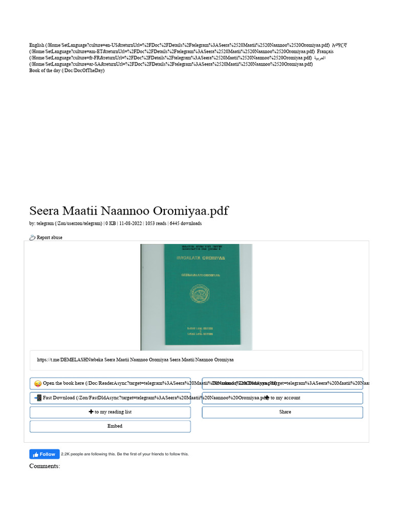Seera Maatii Naannoo Oromiyaa - PDF - Dirzon | PDF