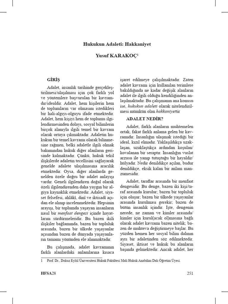 Hukukun Adaleti Hakkaniyet | PDF