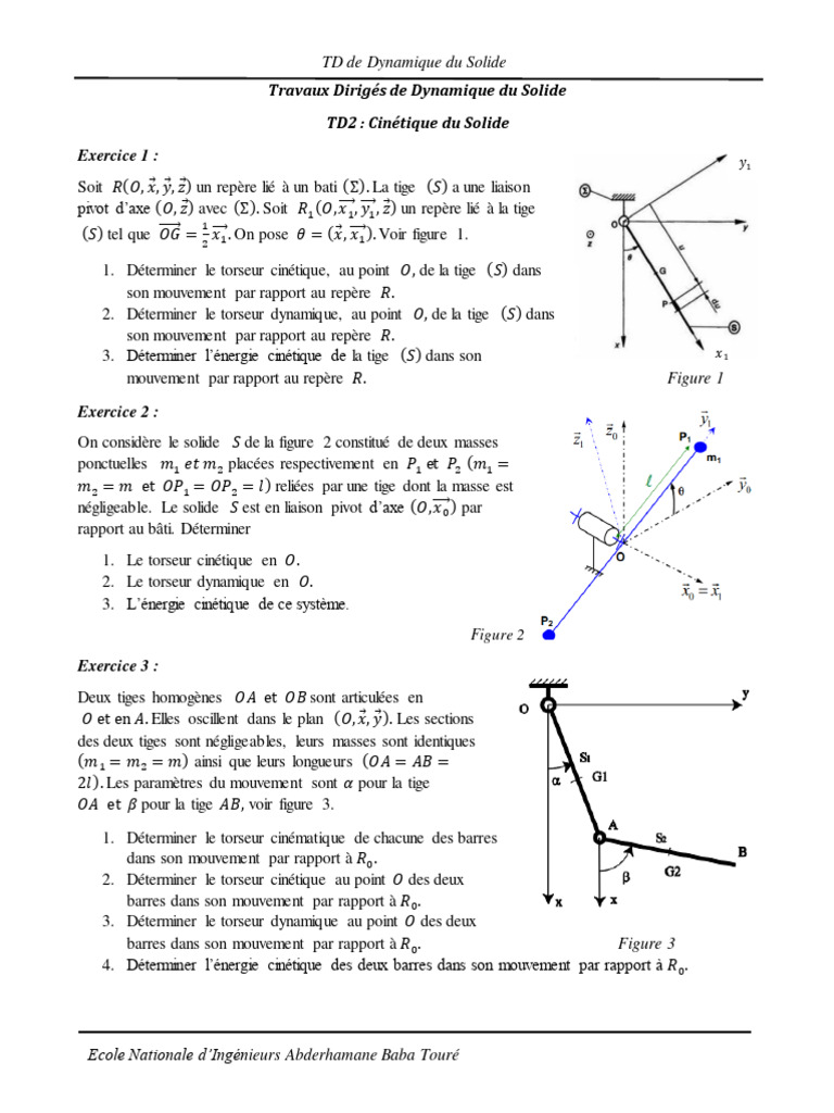 TD Dynamique du Solide : Exercices et Solutions | PDF | Énergie ...