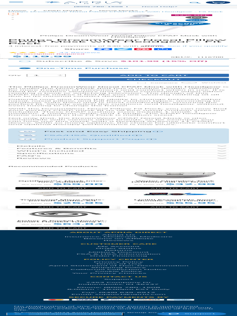 Philips DreamWear Nasal CPAP Mask With Headgear Fit Pack ApriaDirect ...